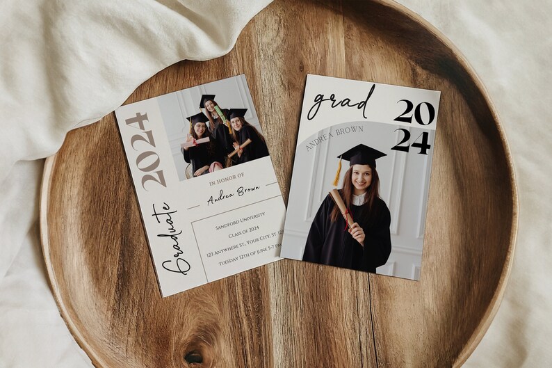 Graduate 2024 Photo Invitation Template, Minimalist Graduation Party ...