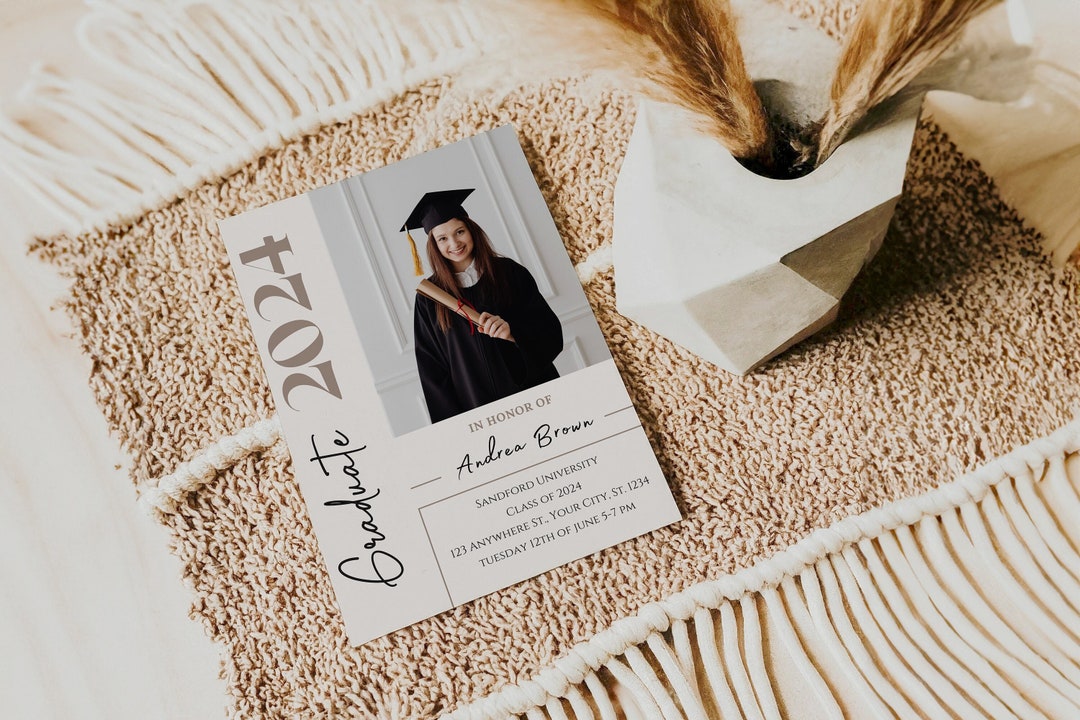 Graduate 2026 Photo Invitation Template, Minimalist Graduation Party ...