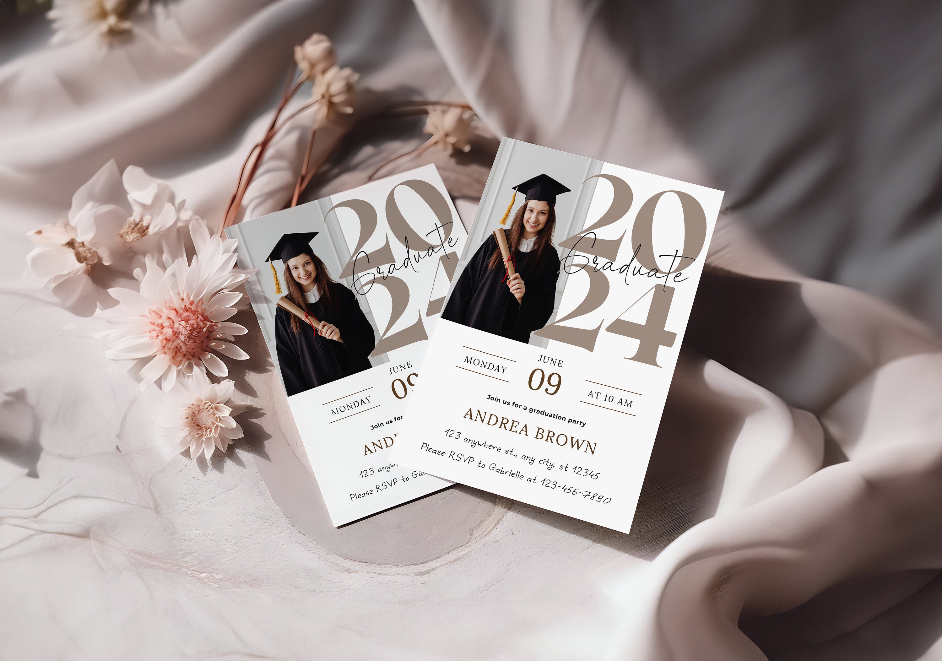 Graduate 2024 Photo Invitation Template, Minimalist Graduation Party ...