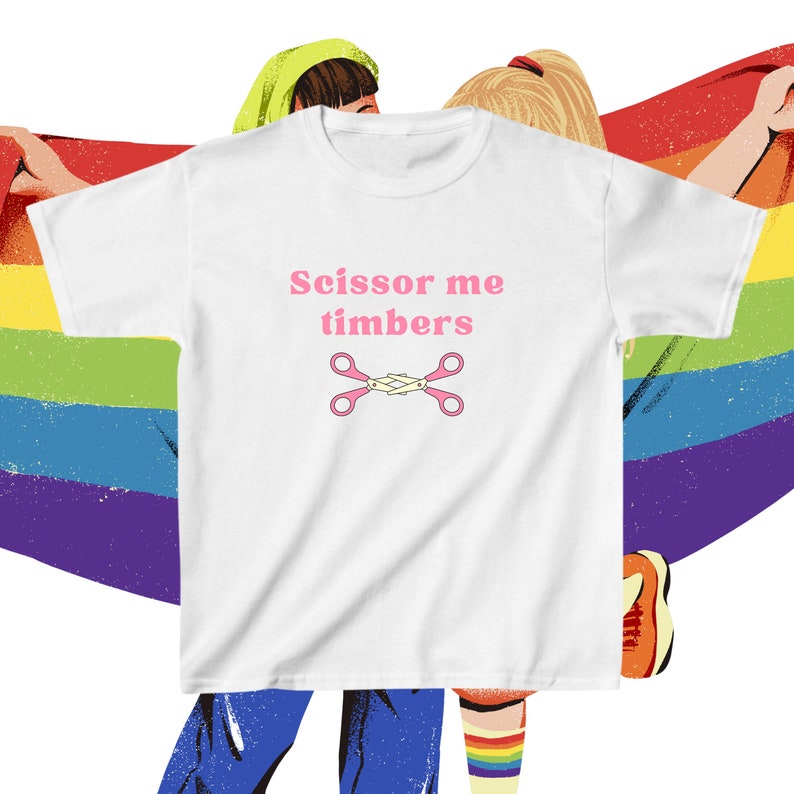 Scissor Me Timbers Funny Gay Pride Baby Tee Y2k, 90s Baby Tee, Pride ...