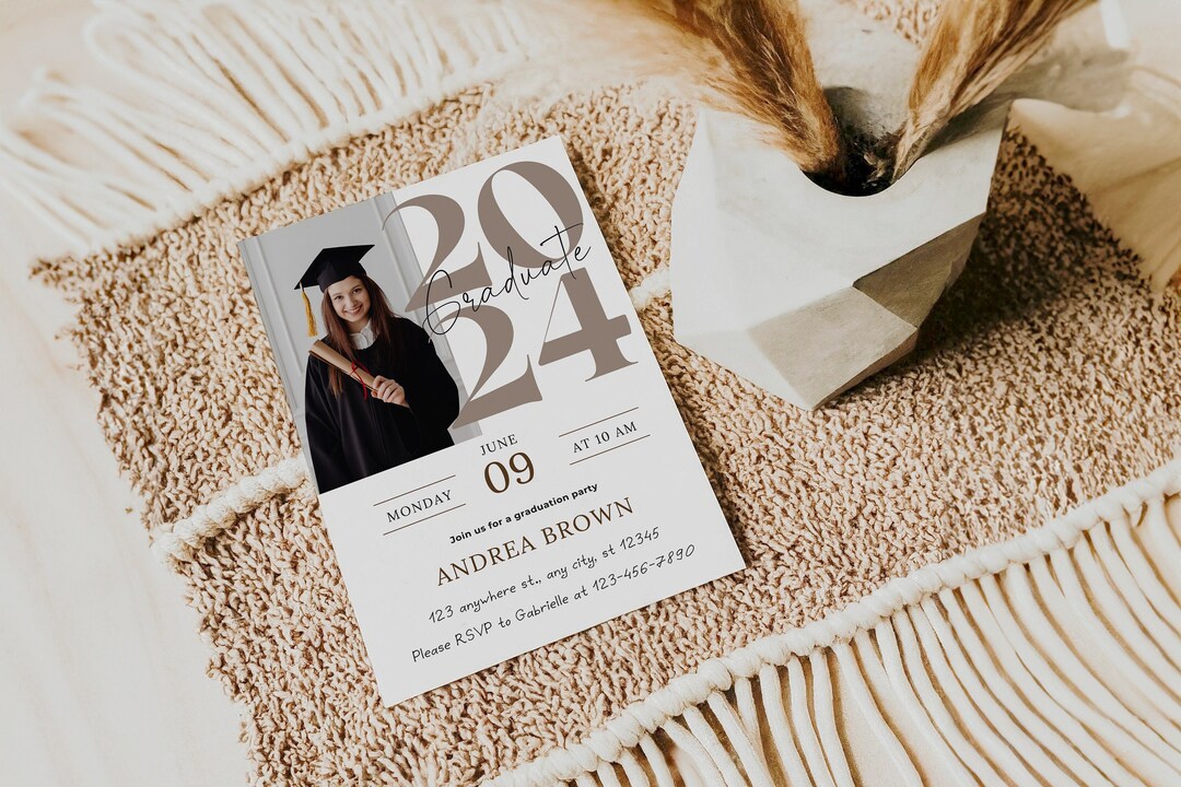 Graduate 2024 Photo Invitation Template, Minimalist Graduation Party ...