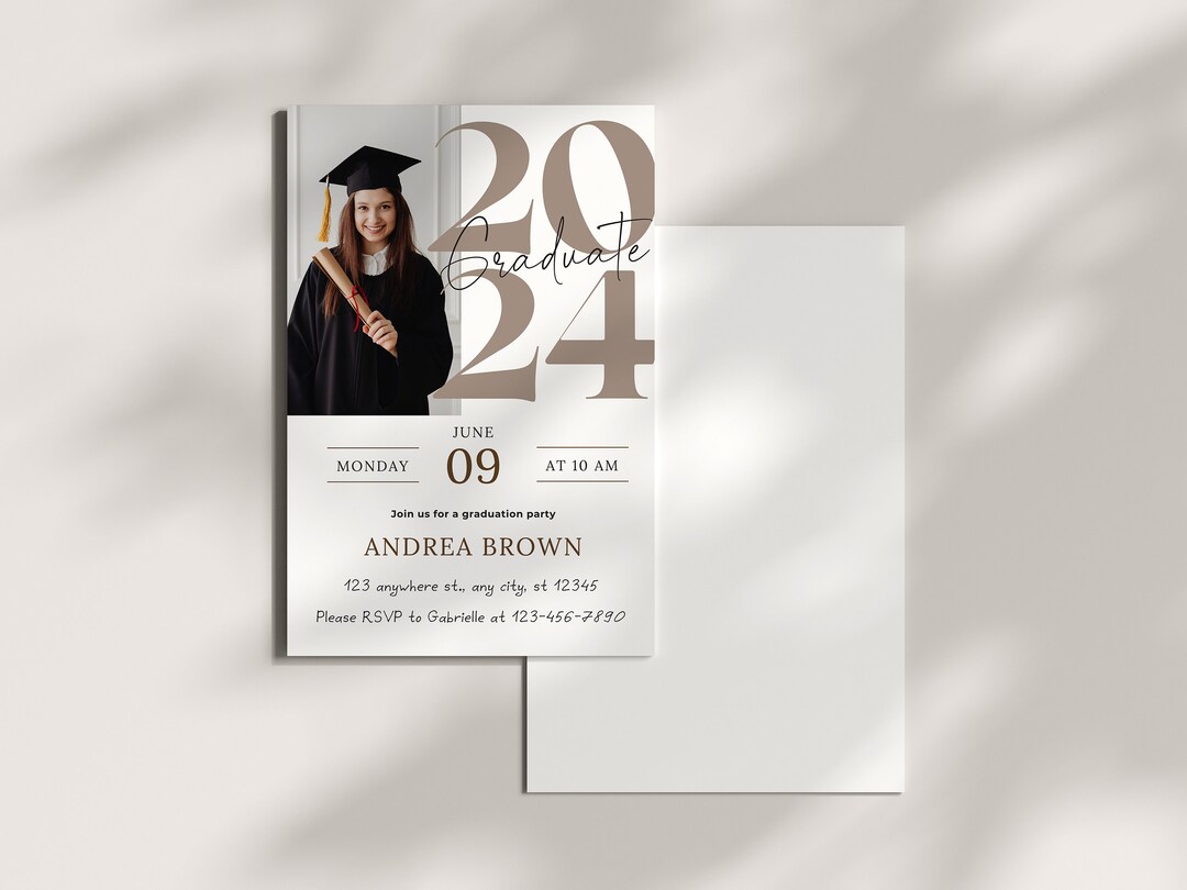 Graduate 2024 Photo Invitation Template, Minimalist Graduation Party ...