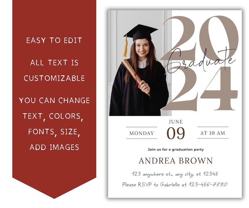 Graduate 2026 Photo Invitation Template, Minimalist Graduation Party ...