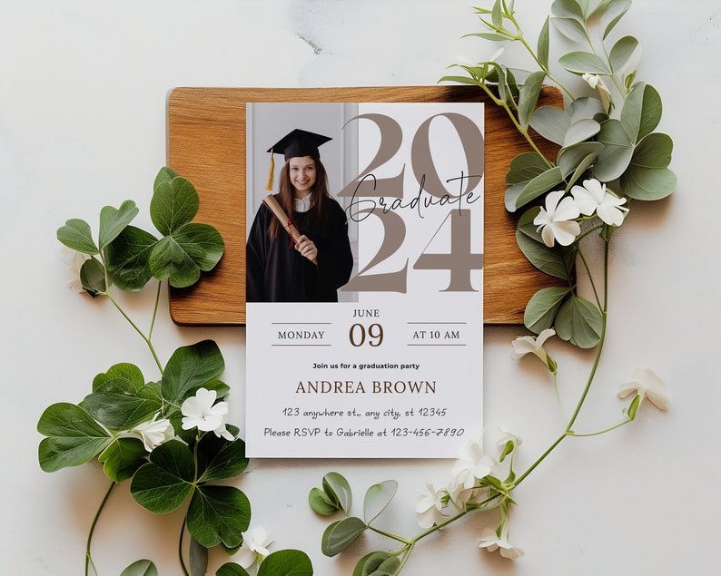 Graduate 2026 Photo Invitation Template, Minimalist Graduation Party ...