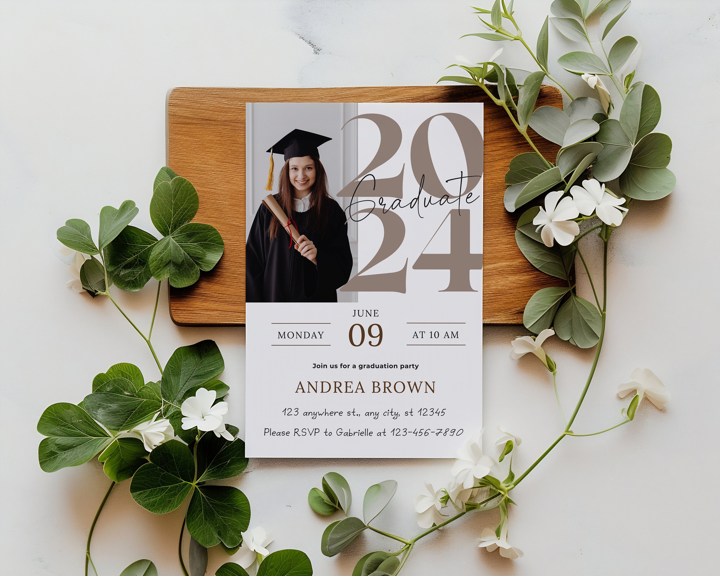 Graduate 2024 Photo Invitation Template, Minimalist Graduation Party ...