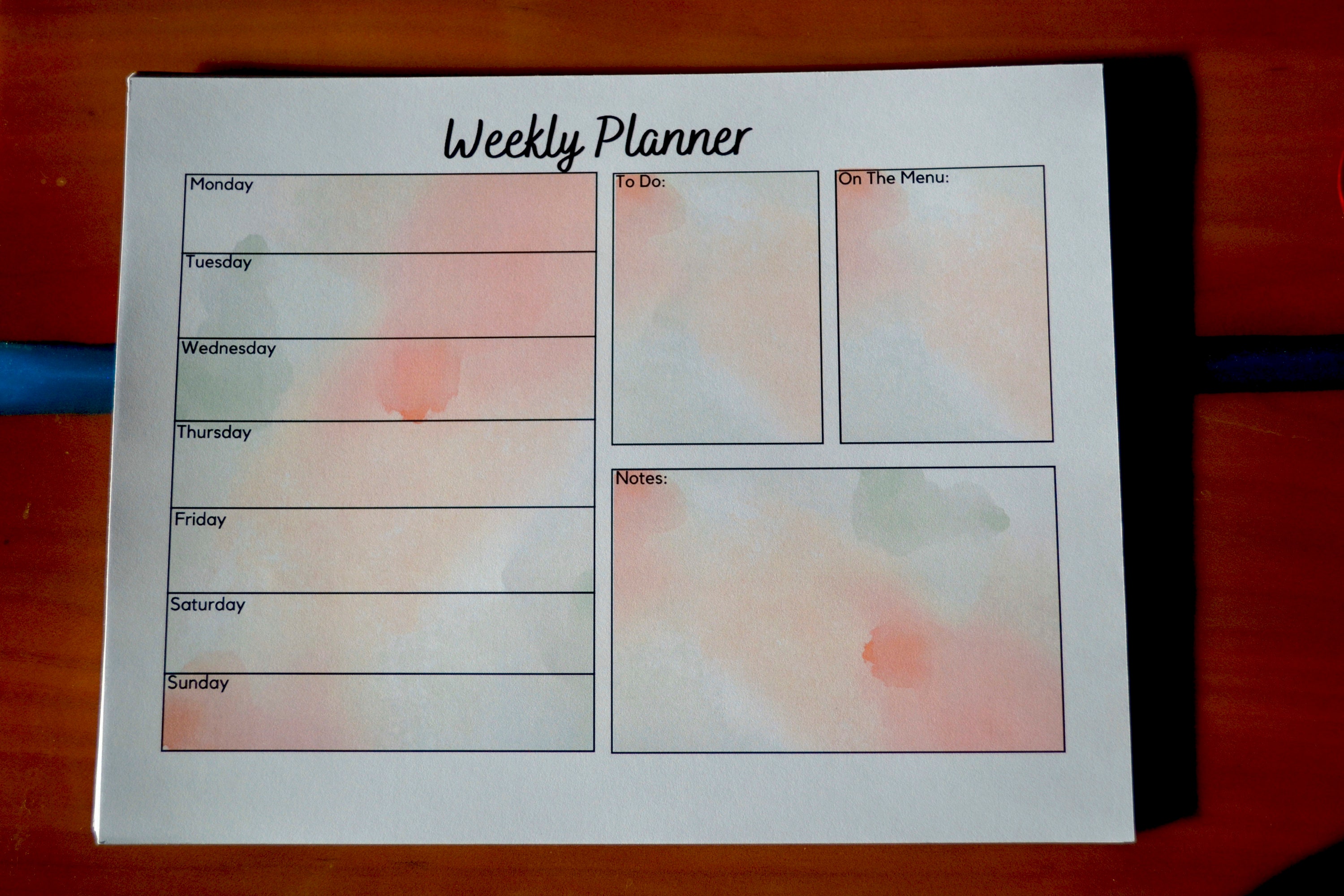 Watercolor Printed Weekly Tear-off Planner - Etsy