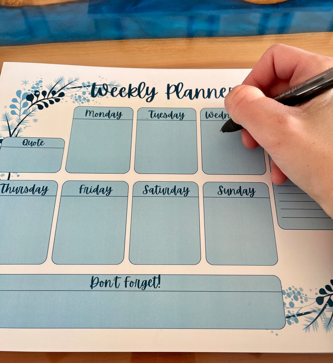 Blue Weekly Planner Notepad 8x11 - Etsy