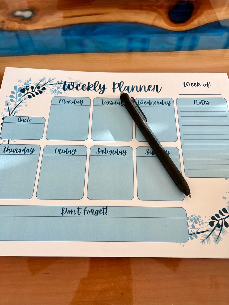 Blue Weekly Planner Notepad 8x11 - Etsy