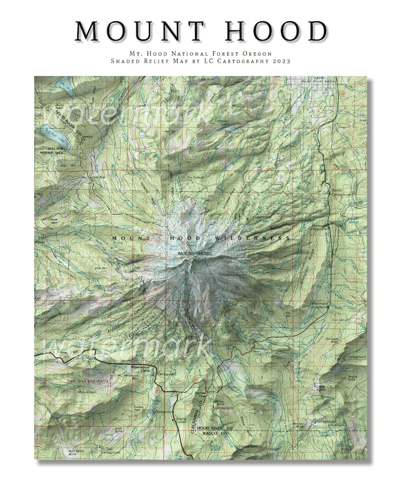 Mt. Hood 3D Rendered Quad Map - Etsy