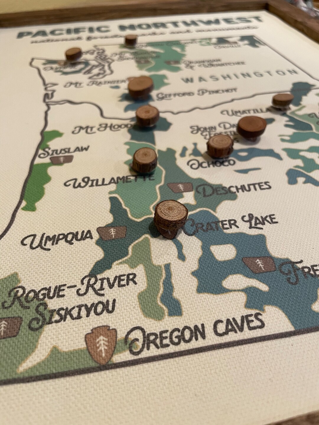 Pacific Northwest National Parks & National Forests Map Checklist With ...