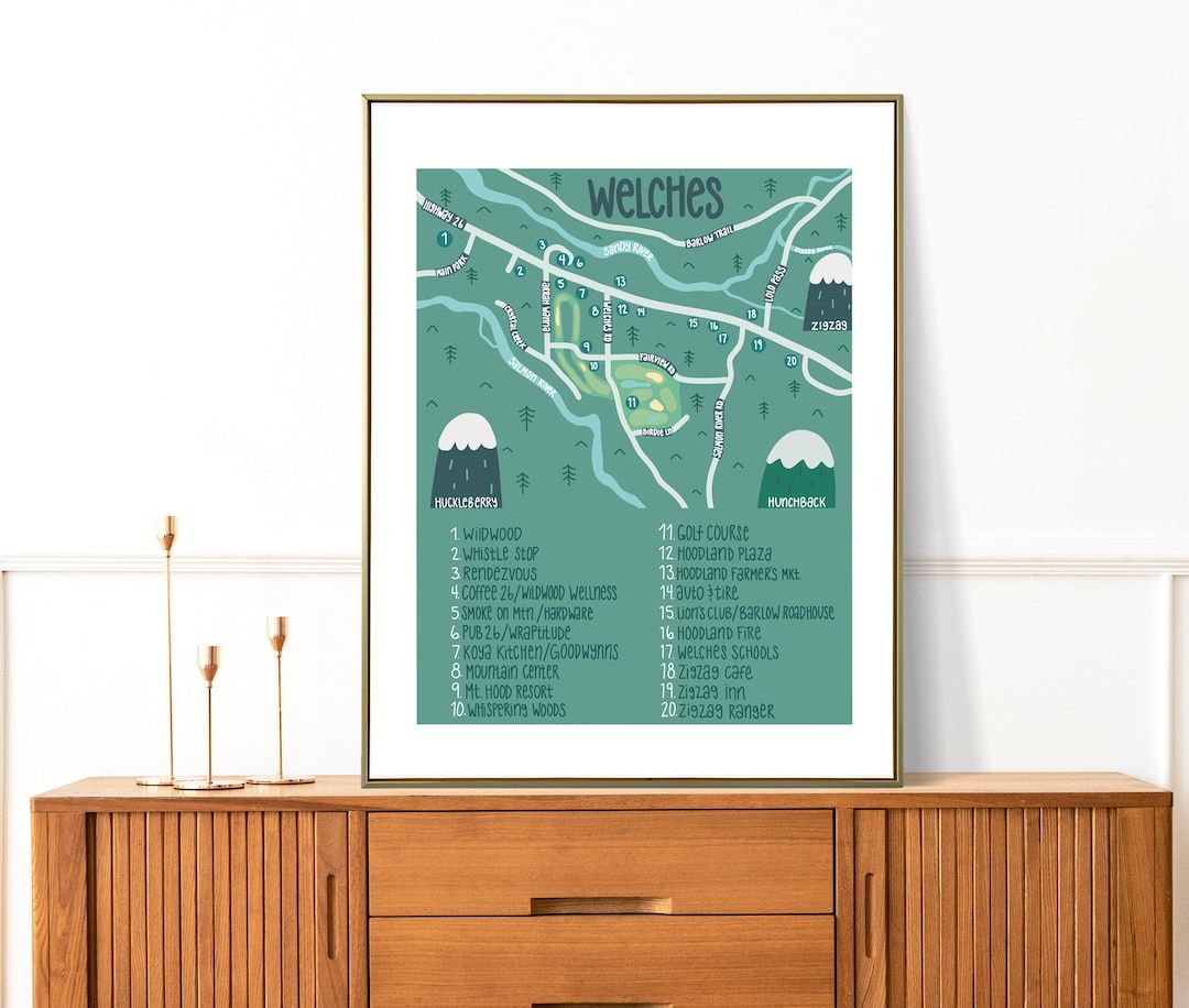 Welches, Oregon Map - Etsy