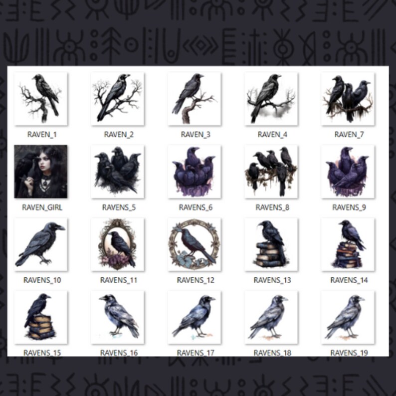 Raven Assorted Clipart 36 PNG Assorted Raven Clipart, Raven Png, Goth ...