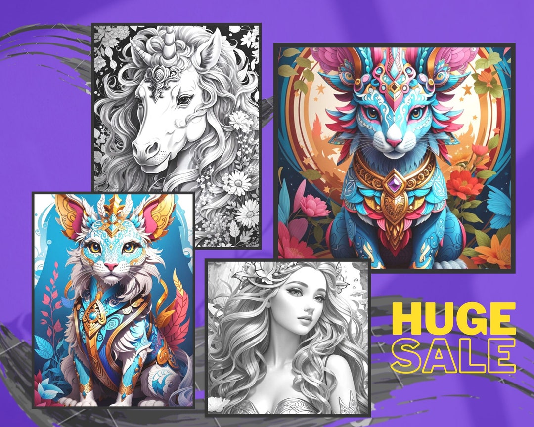 Digital Colouring Pages; Over 100 Mythical Creature Magical Printable ...