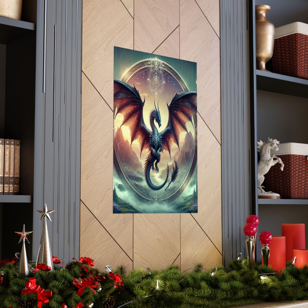 Dragon Strength Poster | Fantasy Wall Art | Mystical Creature Print ...