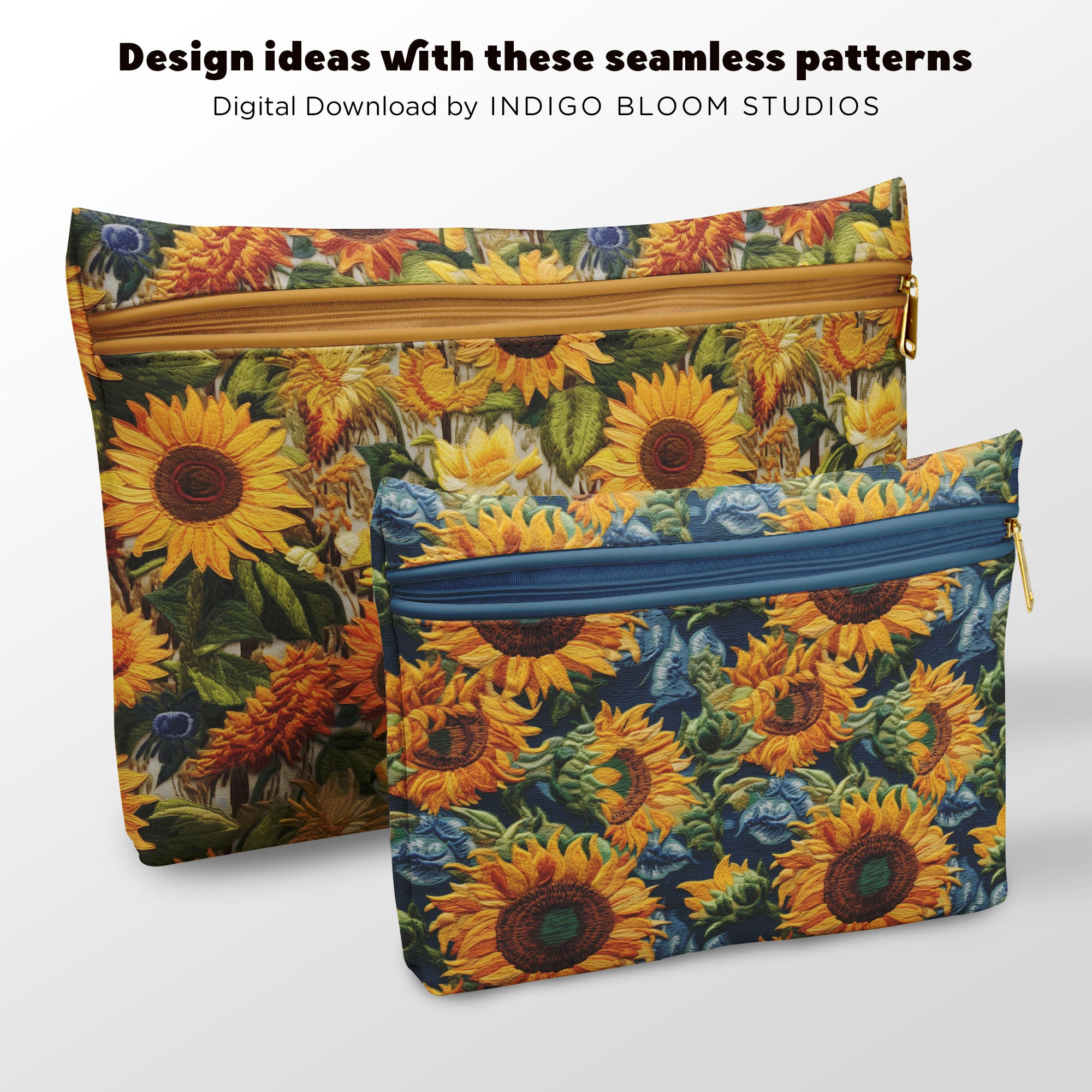 Seamless Embroidery Pattern Floral Seamless Pattern Sunflowers Van Gogh ...