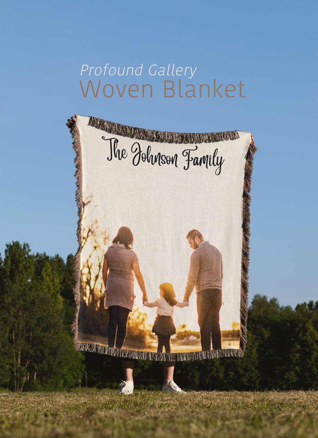 Personalized Family Photo Blanket, Custom Woven Photo Blanket, Add Your ...