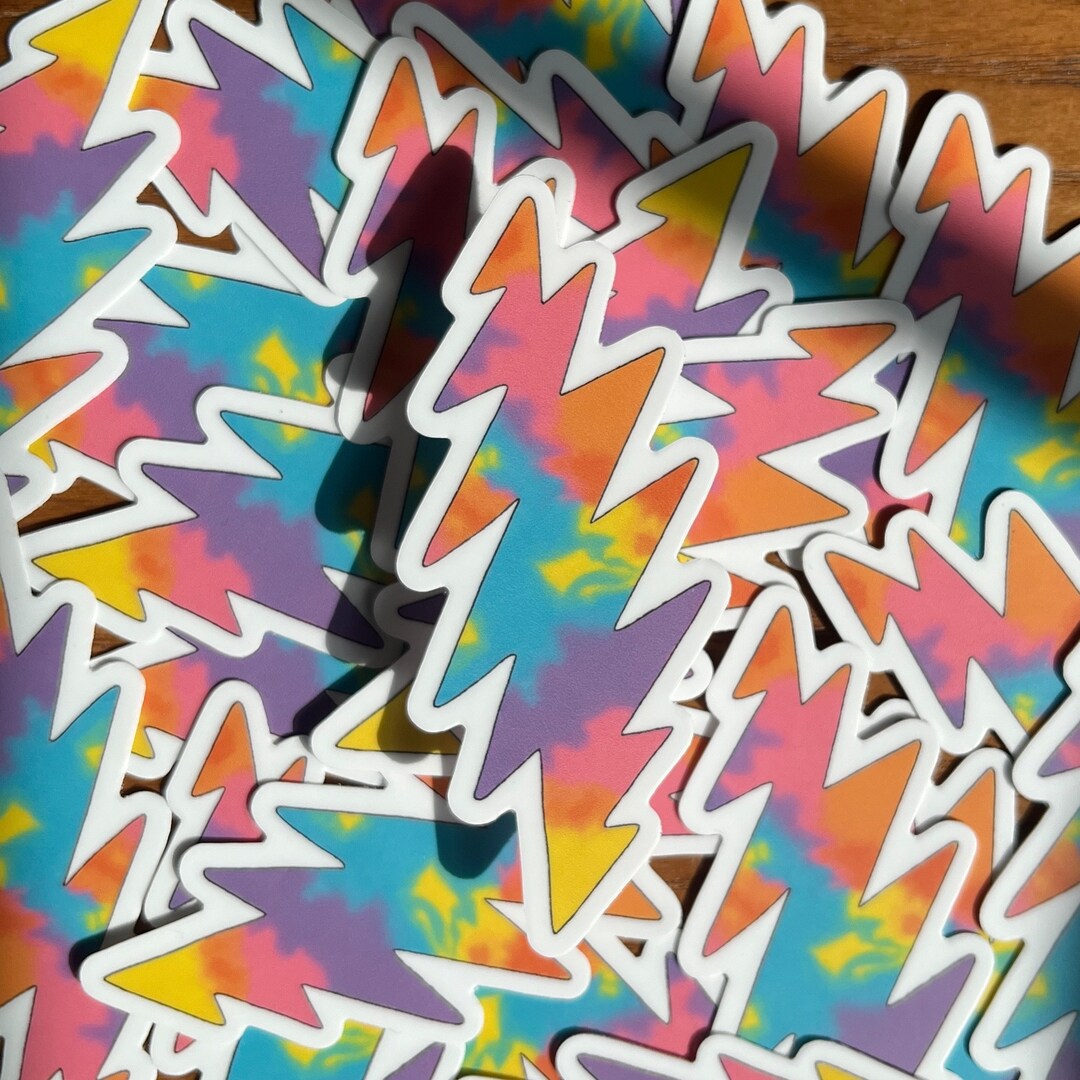 Tie-dye Lightning Bolt 3-inch Vinyl Sticker | Colorful Grateful Dead ...