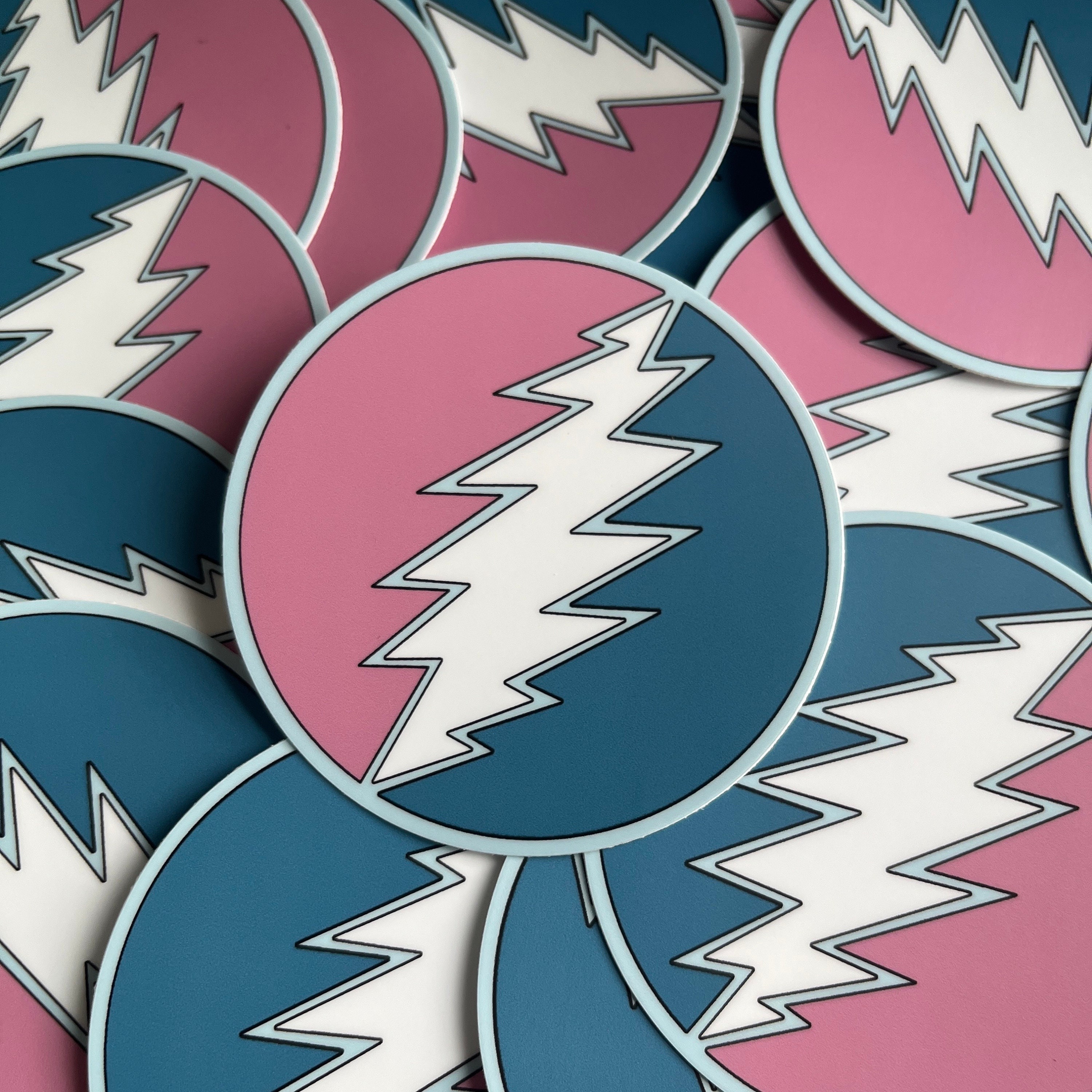 Lightning Bolt Sticker Grateful Dead Circle Sticker - Etsy