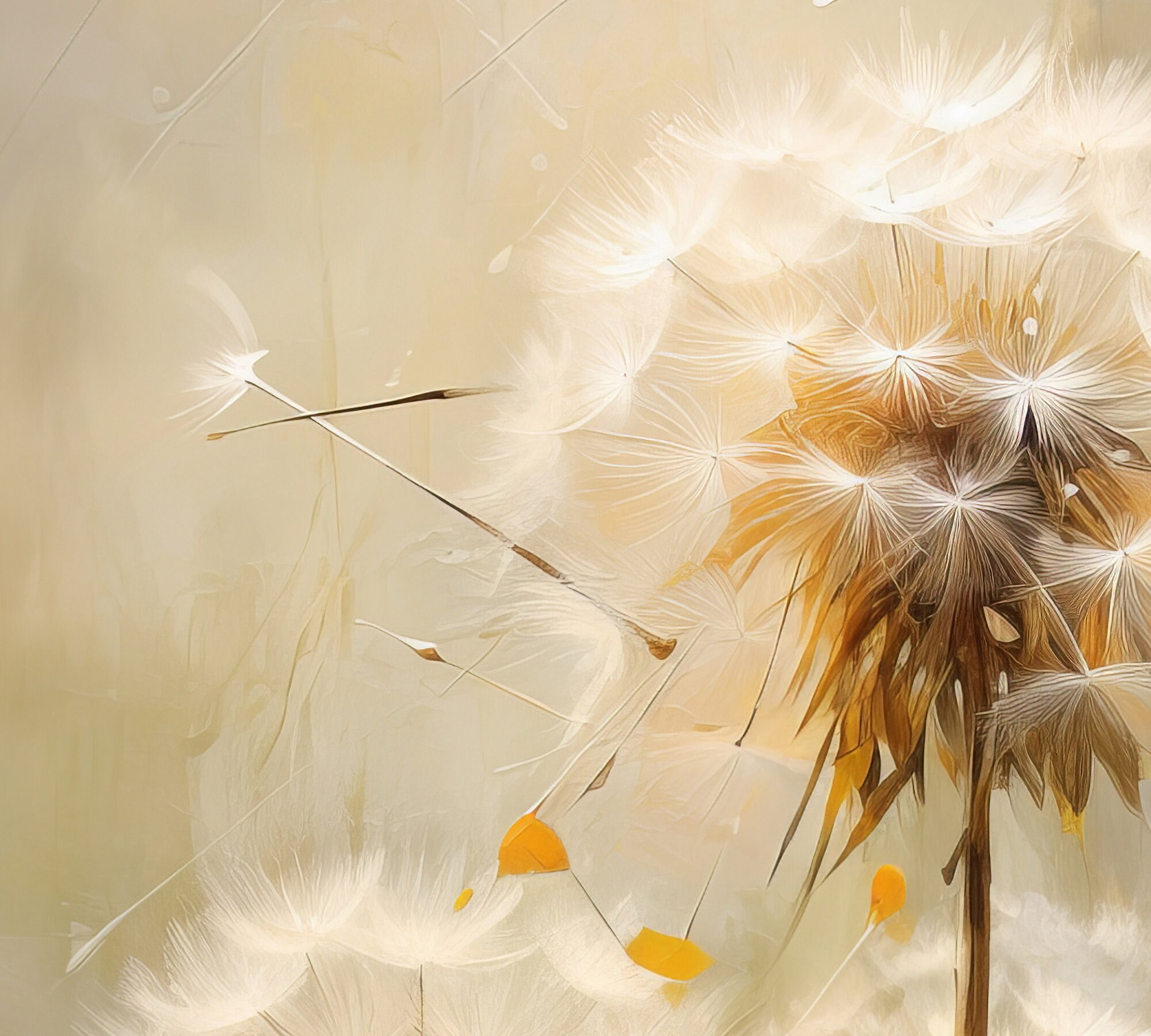 Dandelion Oil Painting Print: Golden Bloom, Nature's Wish-maker Art ...