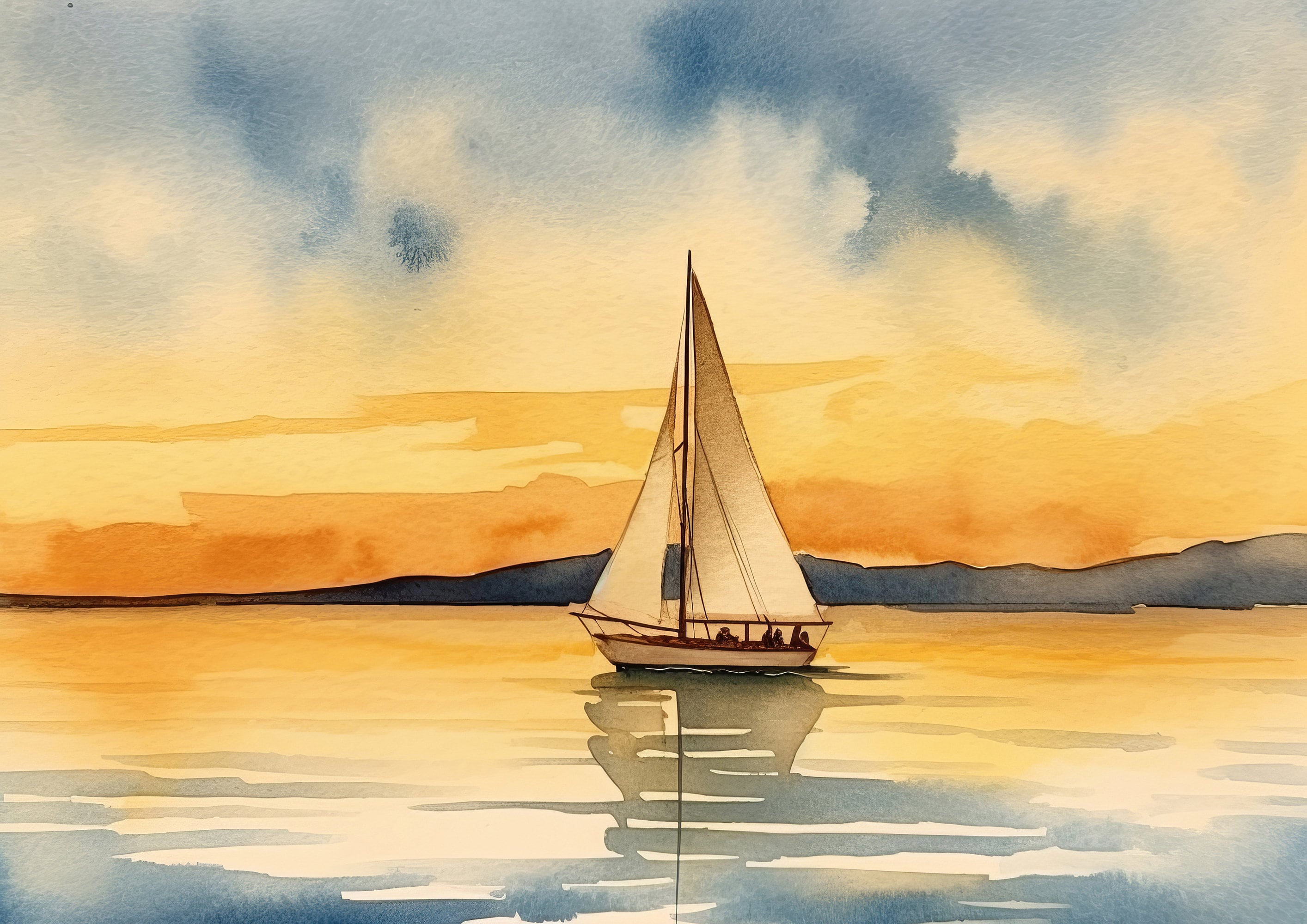 Sailboat Watercolor Painting