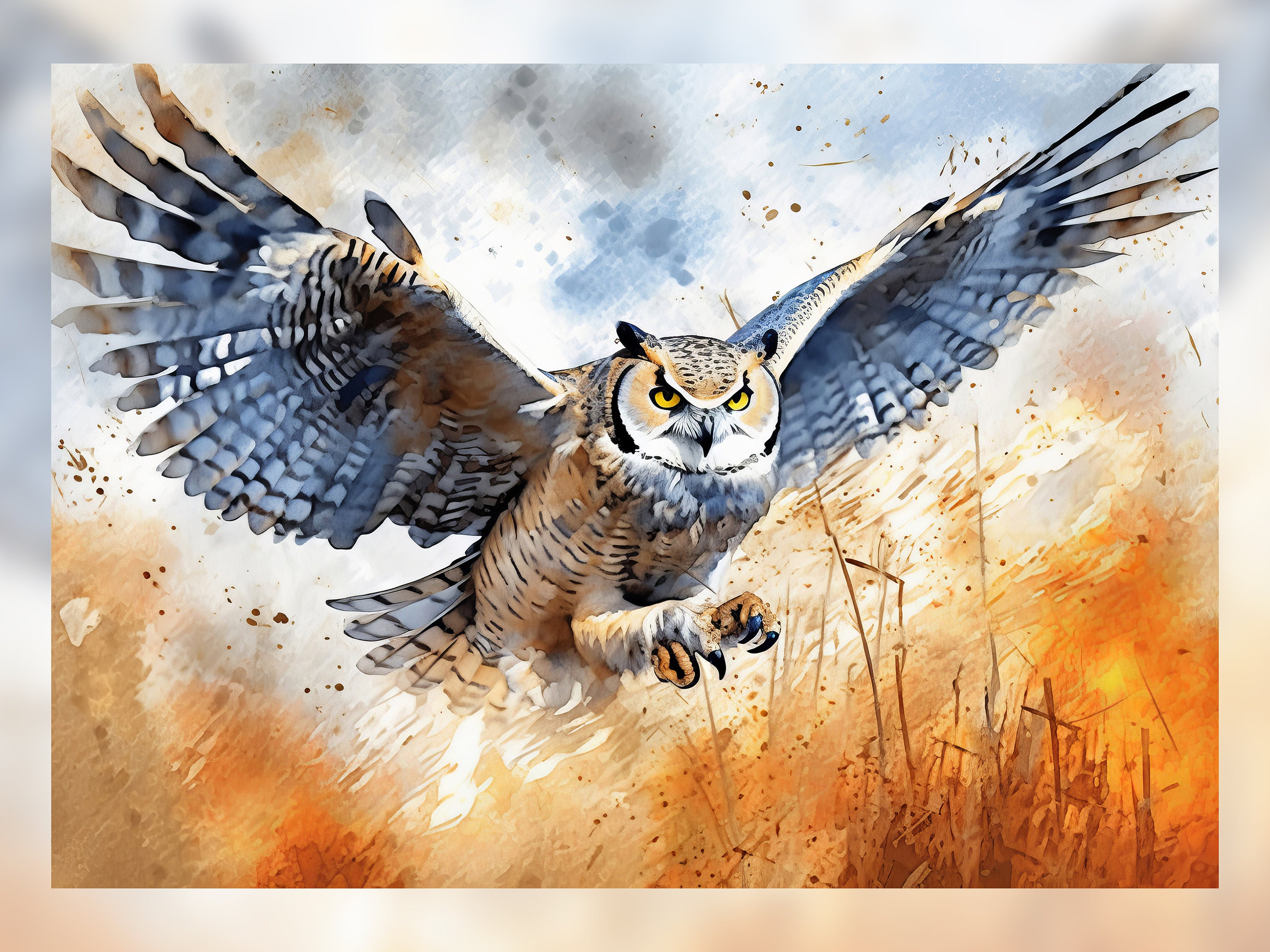 Owl Print, Watercolor Owl, Wildlife Decor, Fine Paper Print, Owl ...