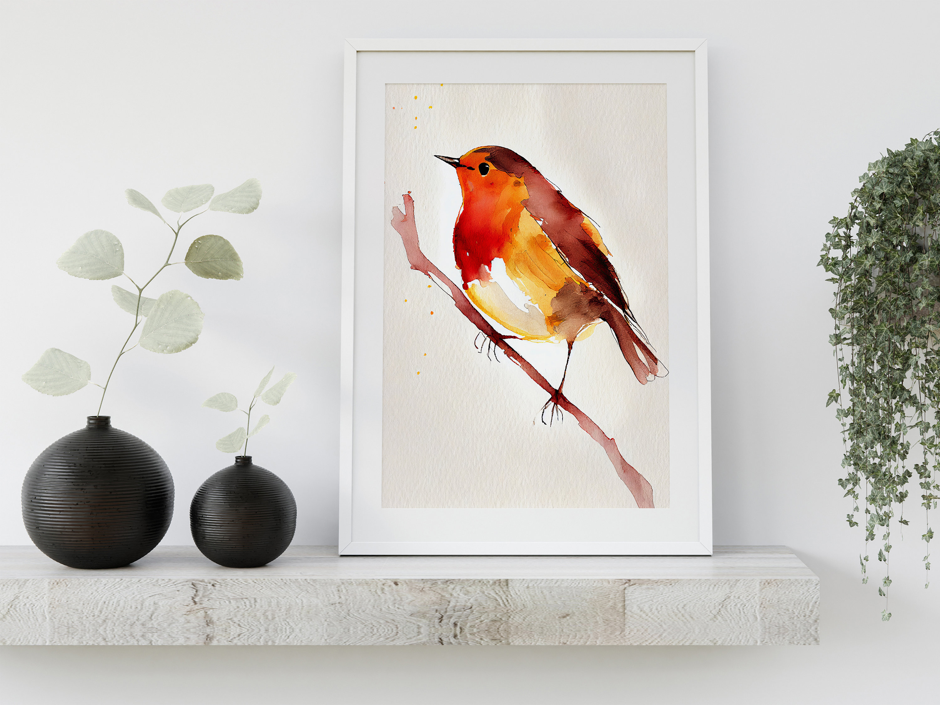 Red Robin Watercolor Print, Bird Wall Art, Available in Various Sizes ...