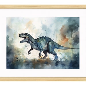 T-rex Art Dinosaur Watercolor Print, Prehistoric Wall Art, Jurassic ...