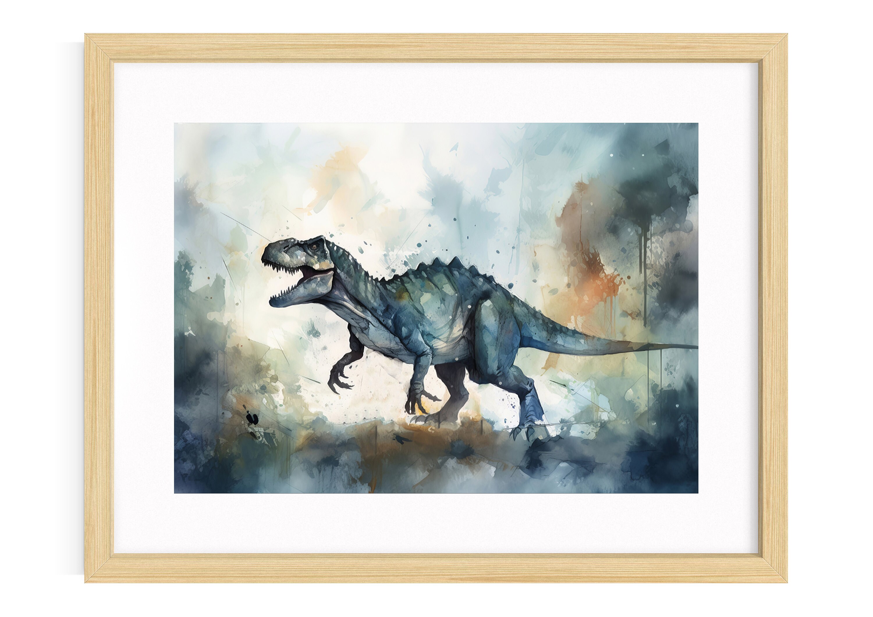 T-rex Art Dinosaur Watercolor Print, Prehistoric Wall Art, Jurassic ...