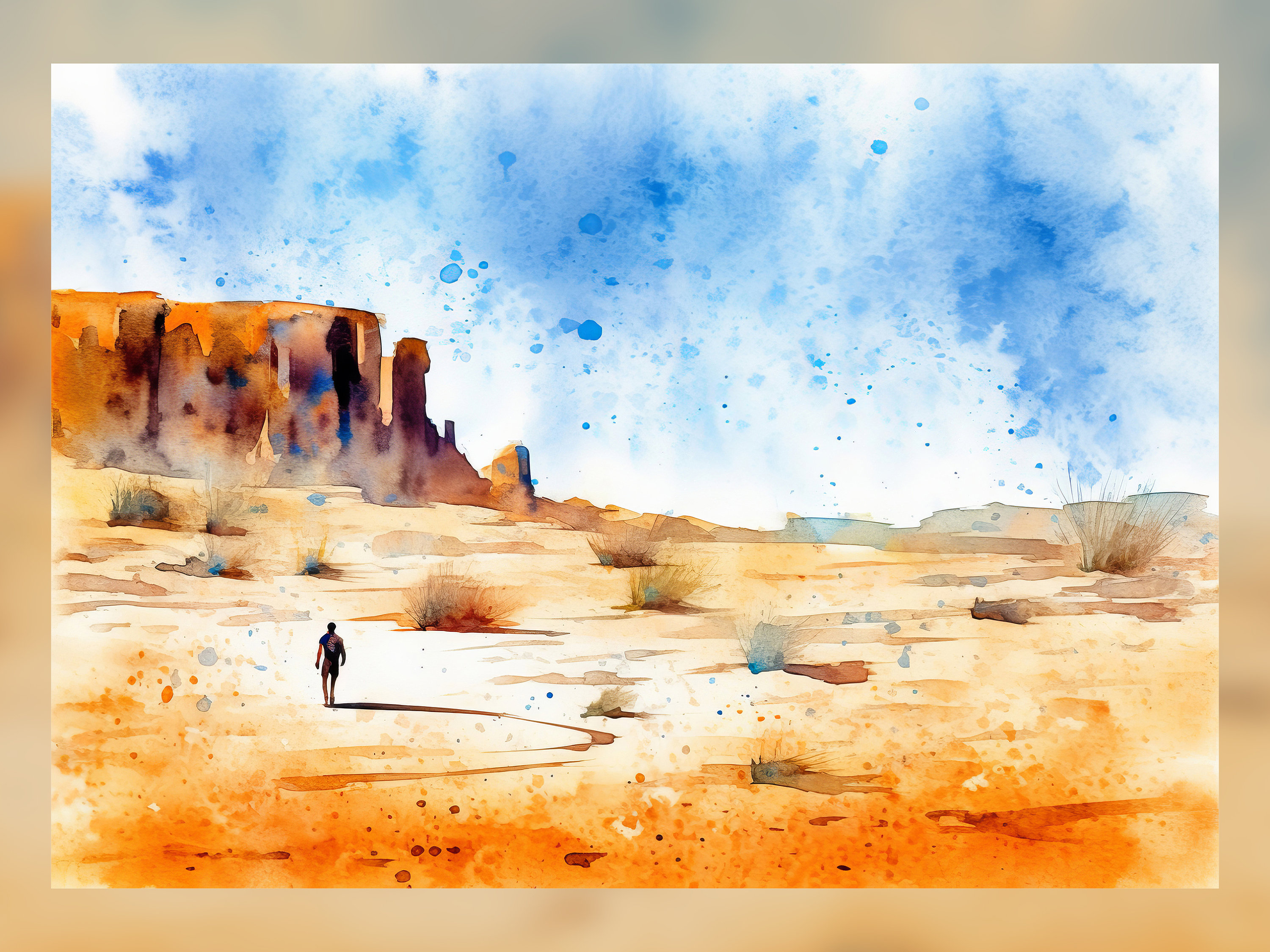 Watercolor Desert Landscape Paintings