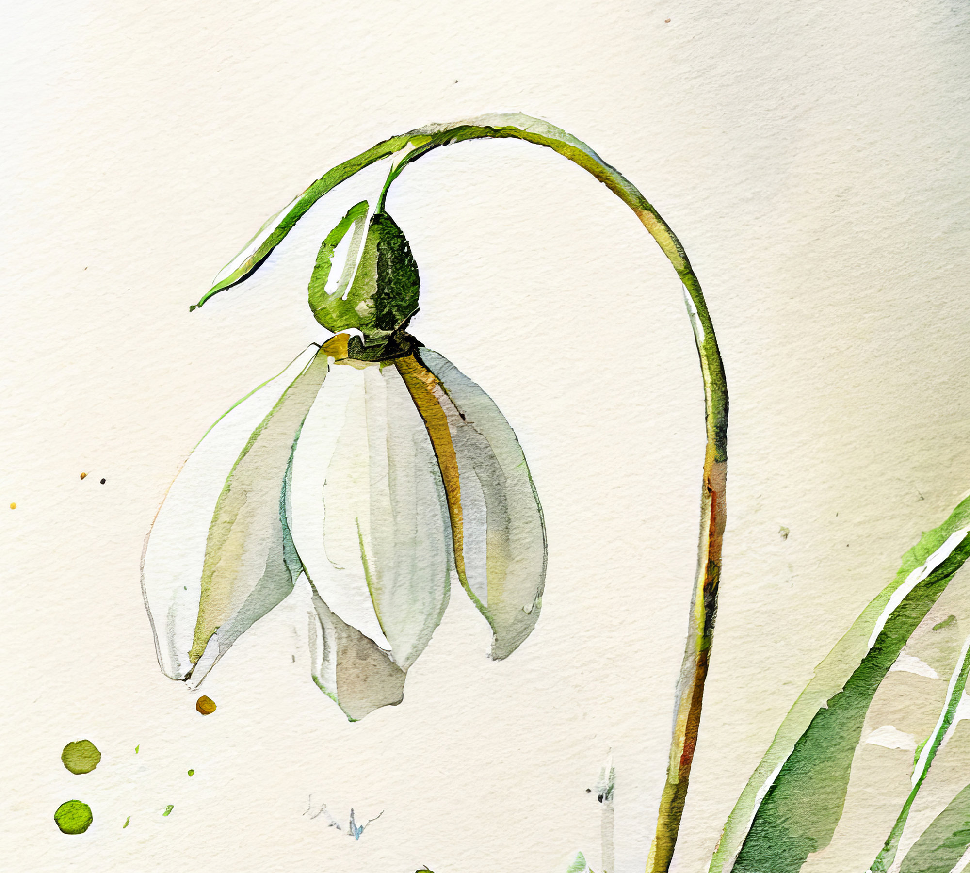 Snowdrop Flower Painting Watercolor Print Botanical Art, Floral ...