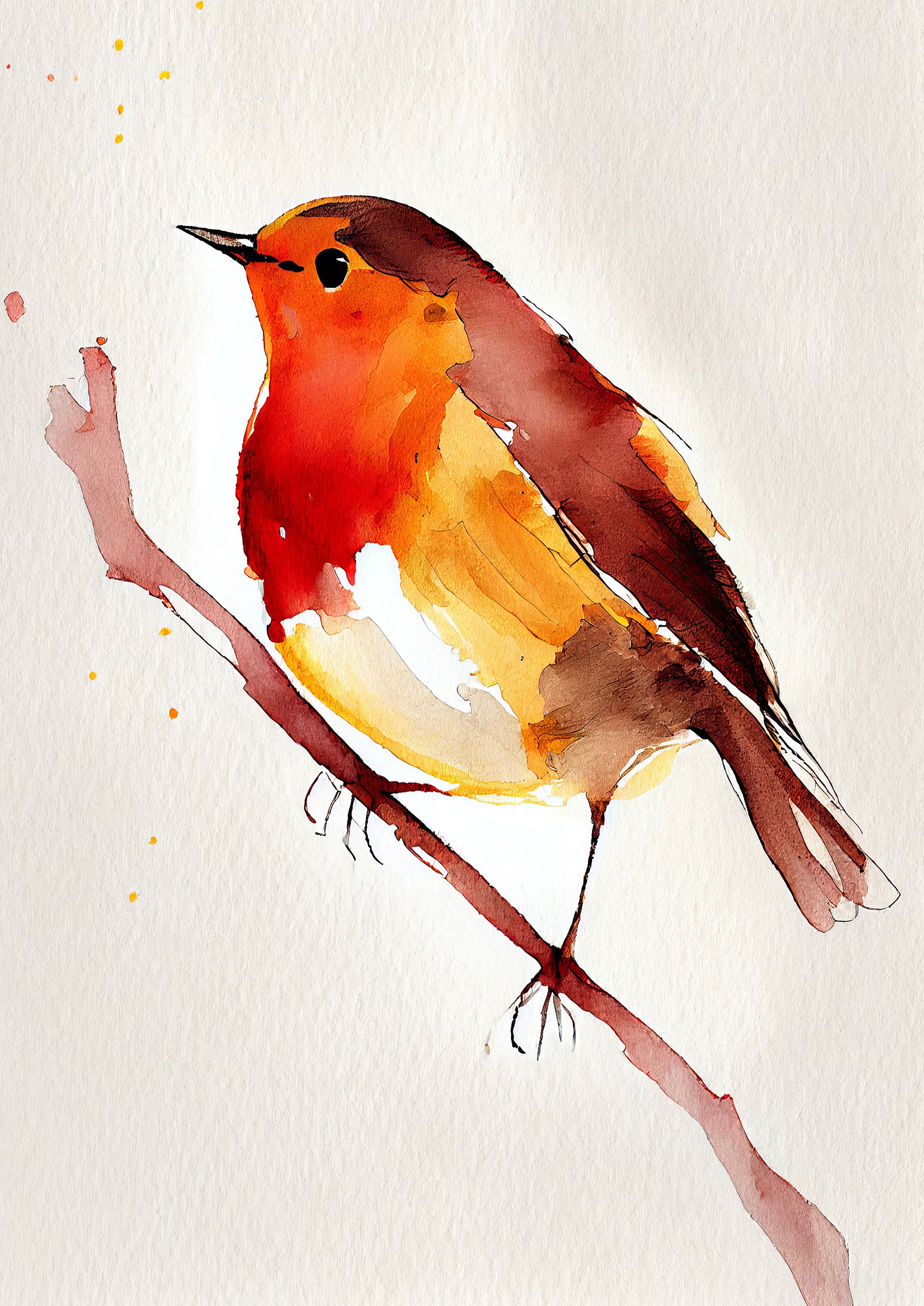 Red Robin Watercolor Print, Bird Wall Art, Available in Various Sizes ...
