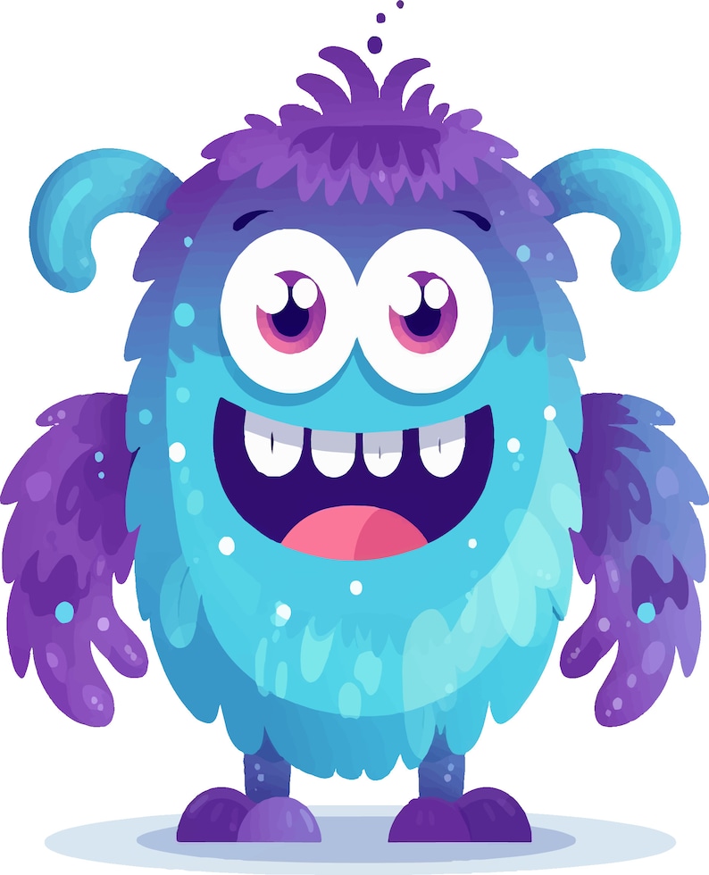 Blue Monsters Clip Art PNG and SVG Files Instant Download - Etsy