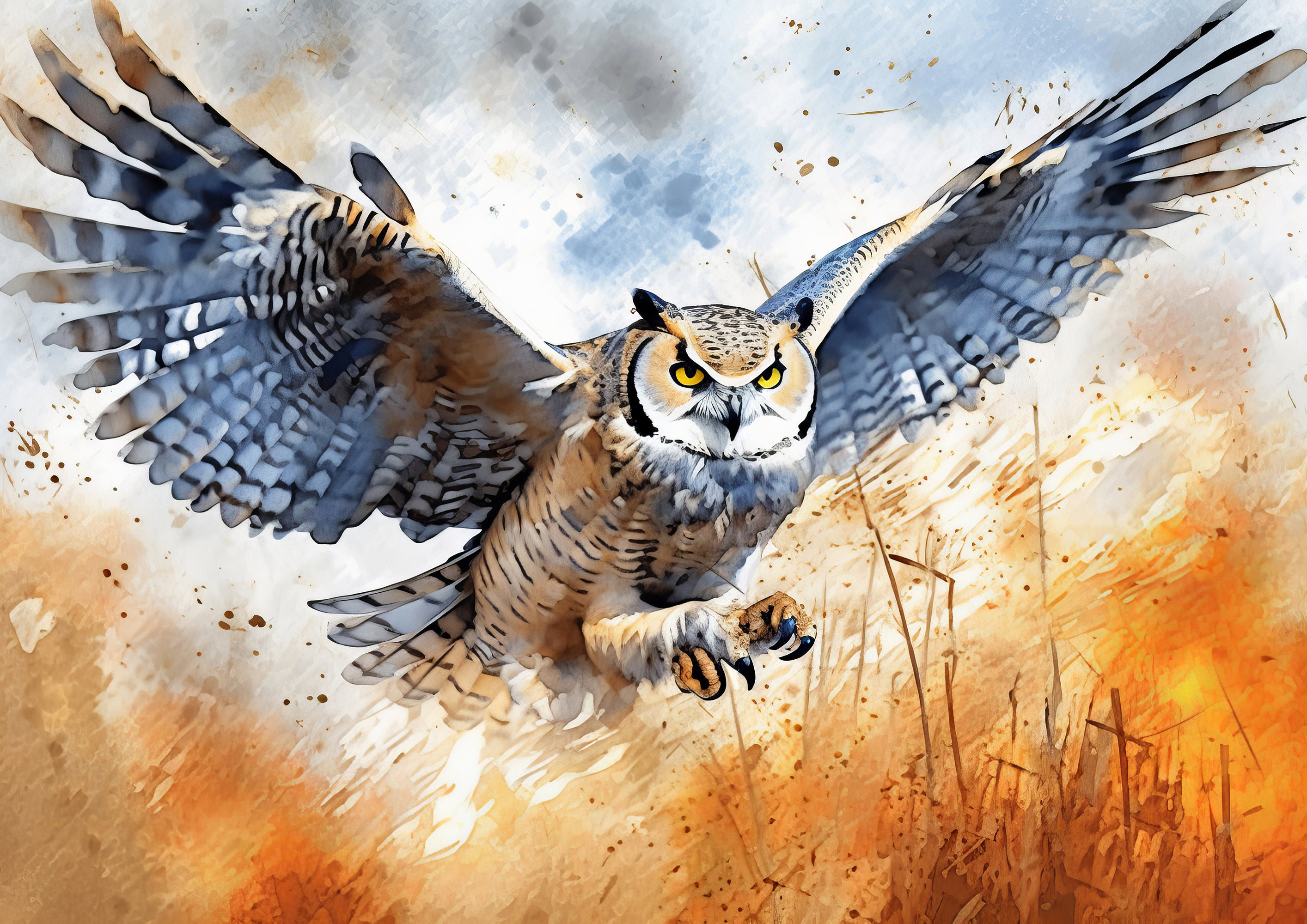 Owl Print, Watercolor Owl, Wildlife Decor, Fine Paper Print, Owl ...