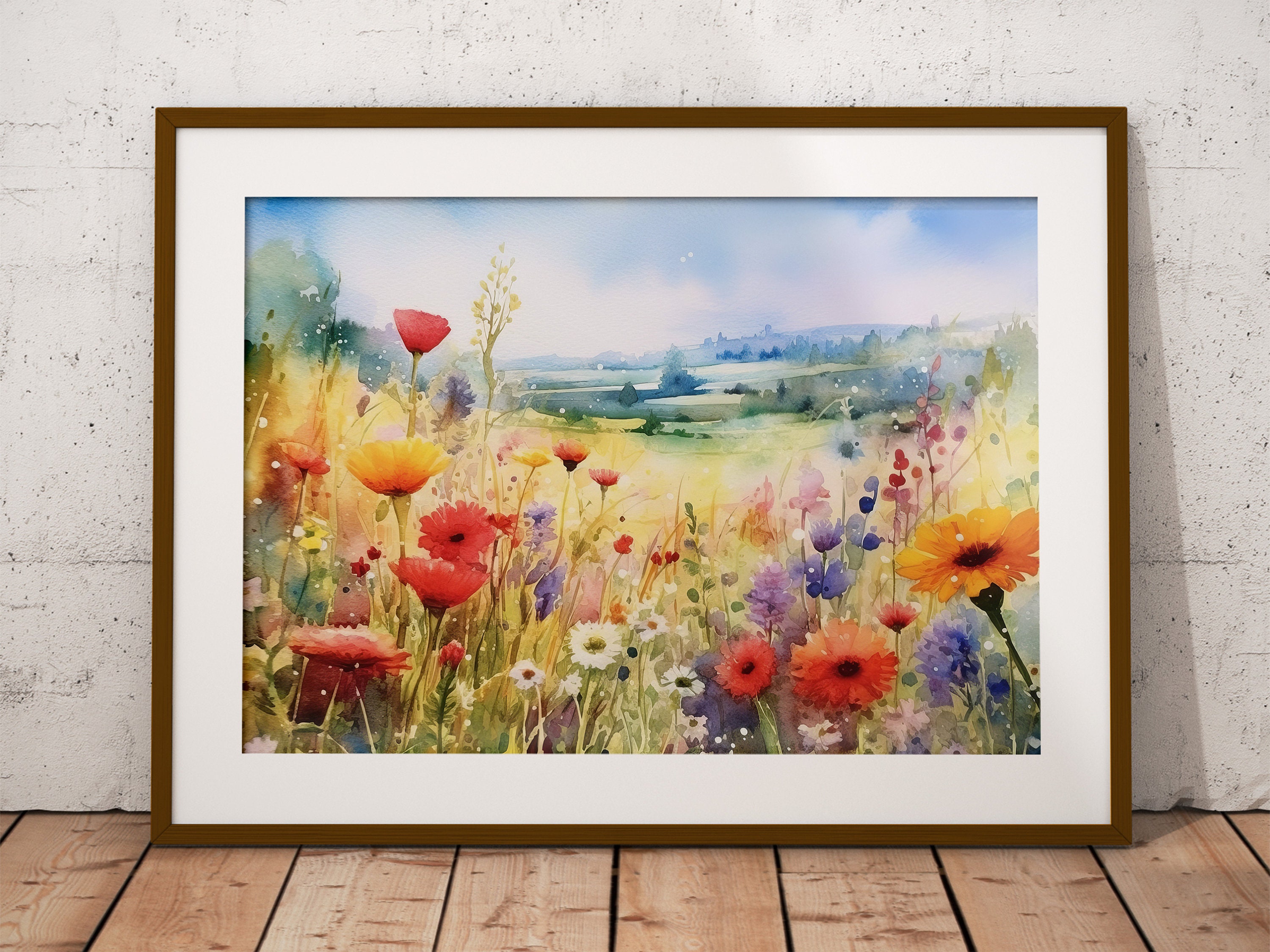 Poppies and Wild Flowers Watercolor Painting Print, Meadow Flowers Art ...
