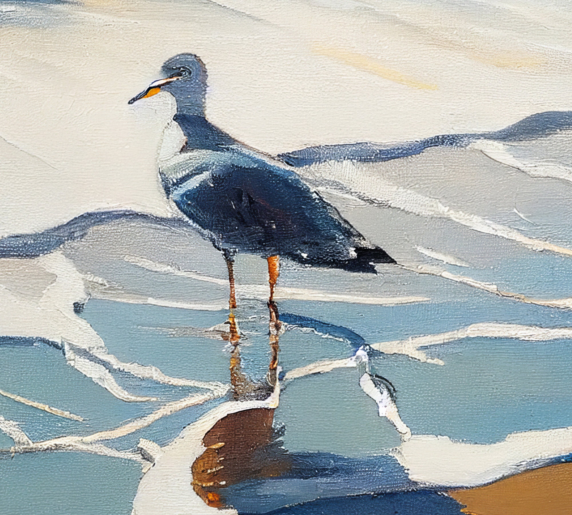 Gull in the Foam Watercolor Painting Print Coastal Beach Art Serene ...