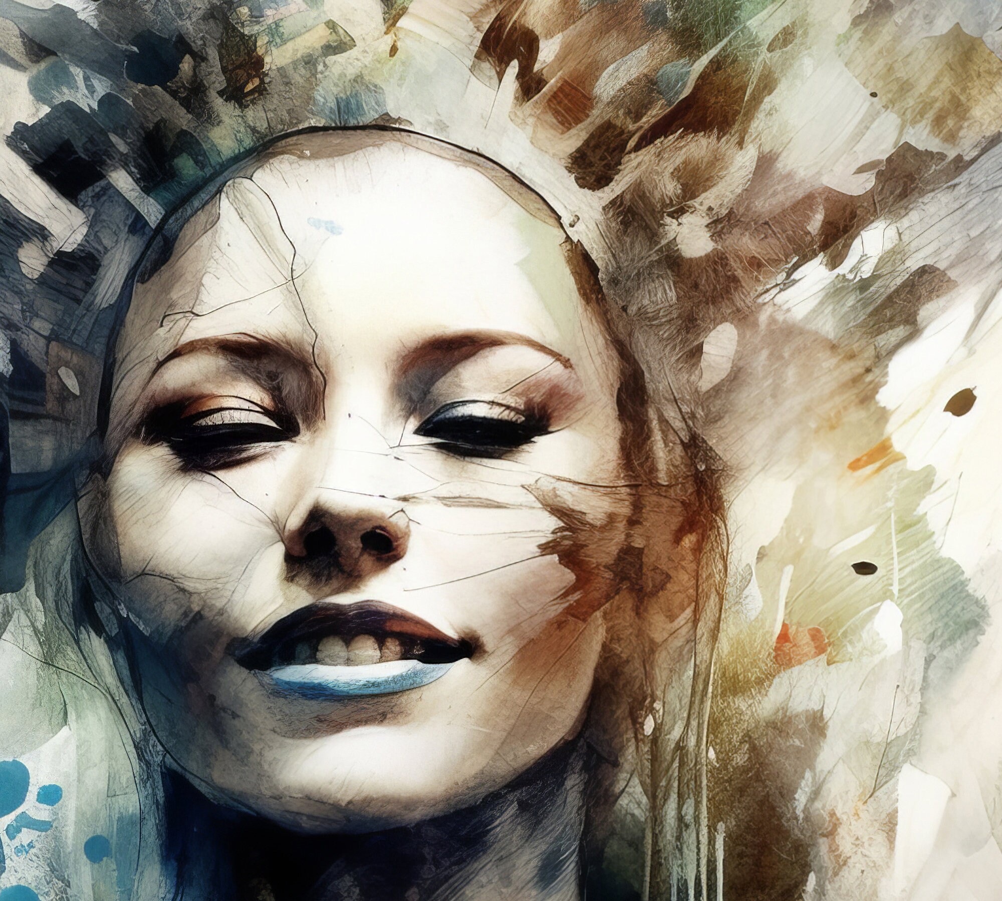 Antler Crown Worn by A Woman Watercolor Surreal Painting - Etsy