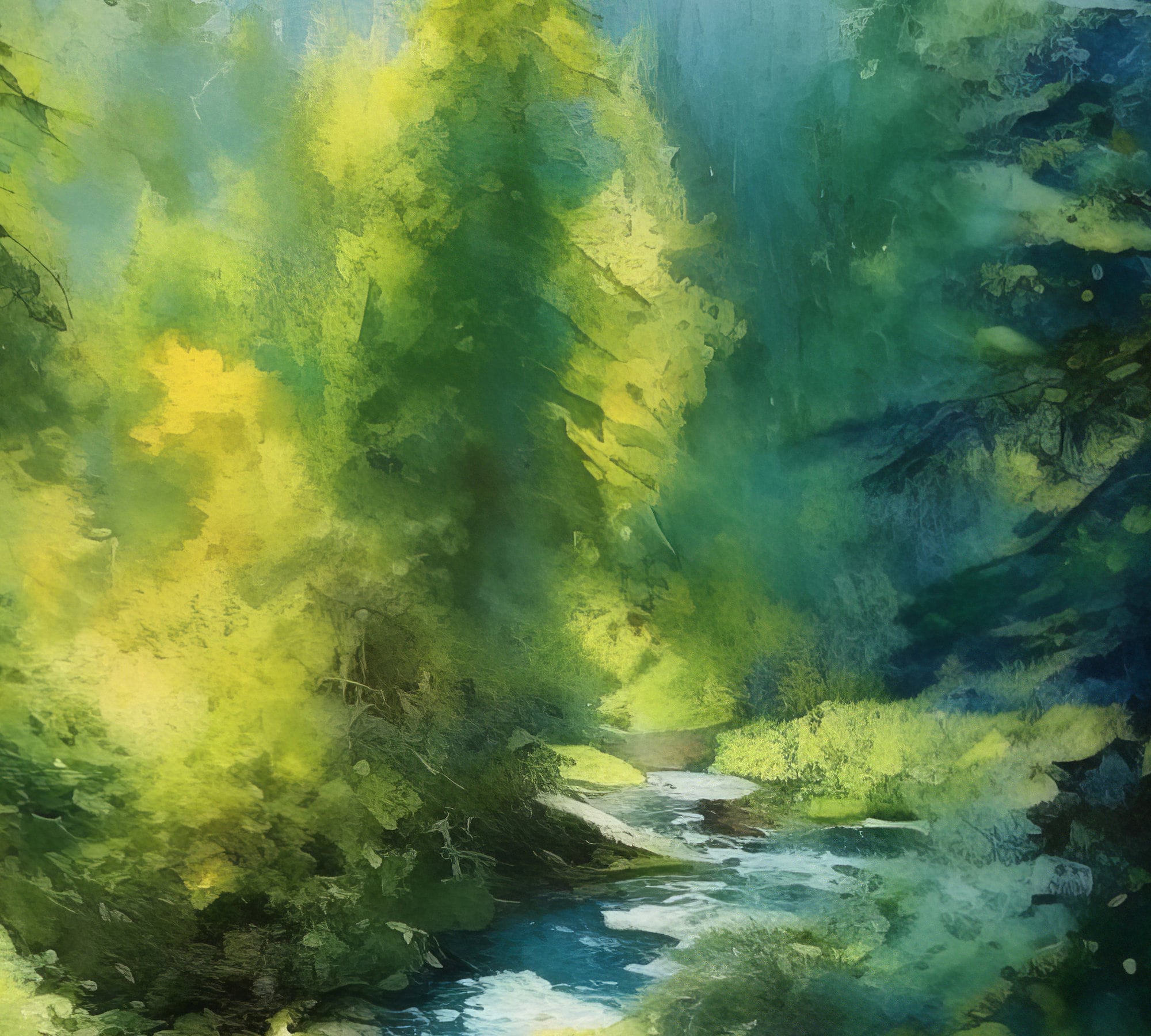 Forest Stream Oil Painting Print, Nature Wall Art, Tranquil Stream ...