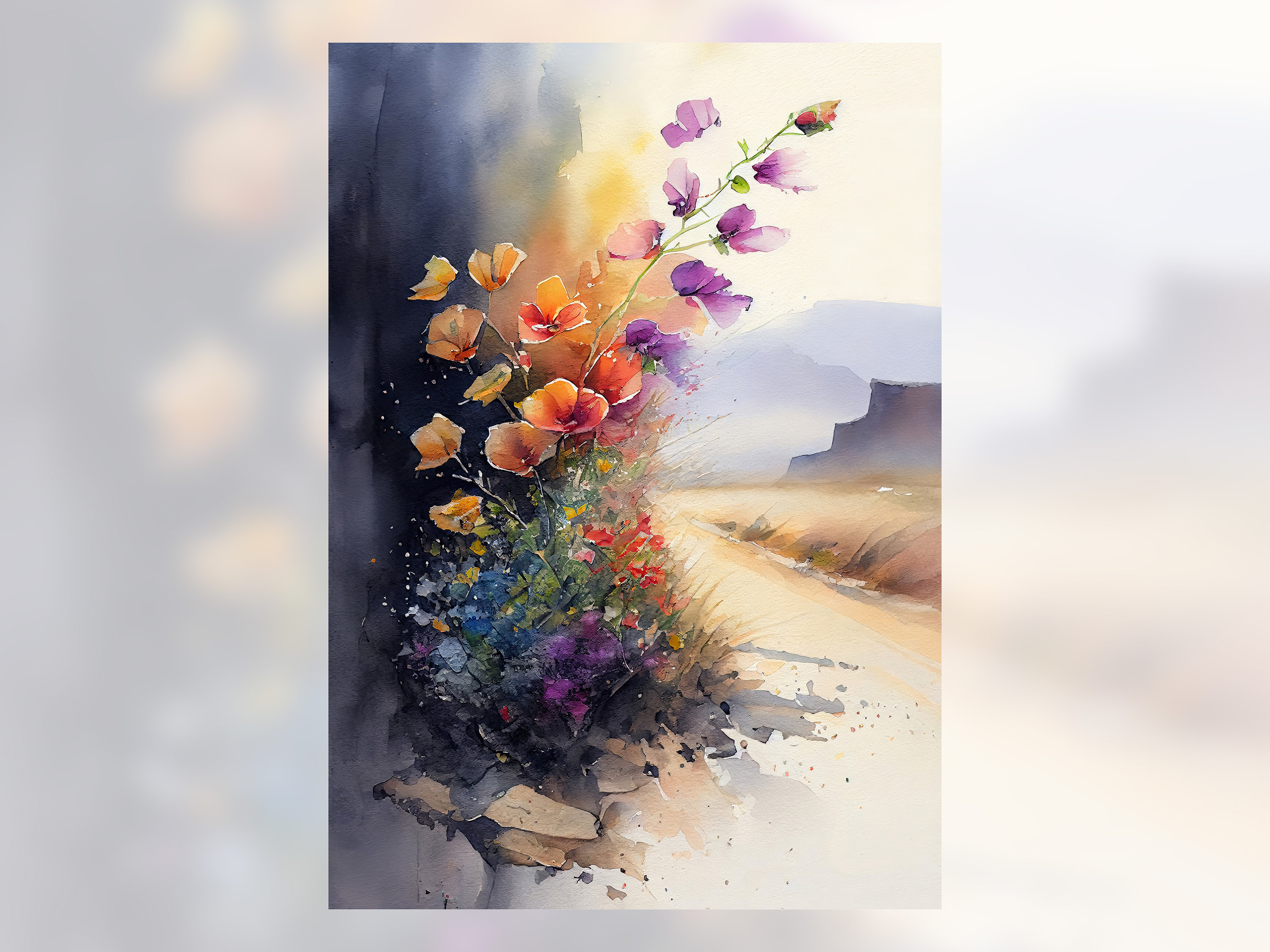Roadside Bloom Charming Watercolor Painting Print of a Flowering Plant ...