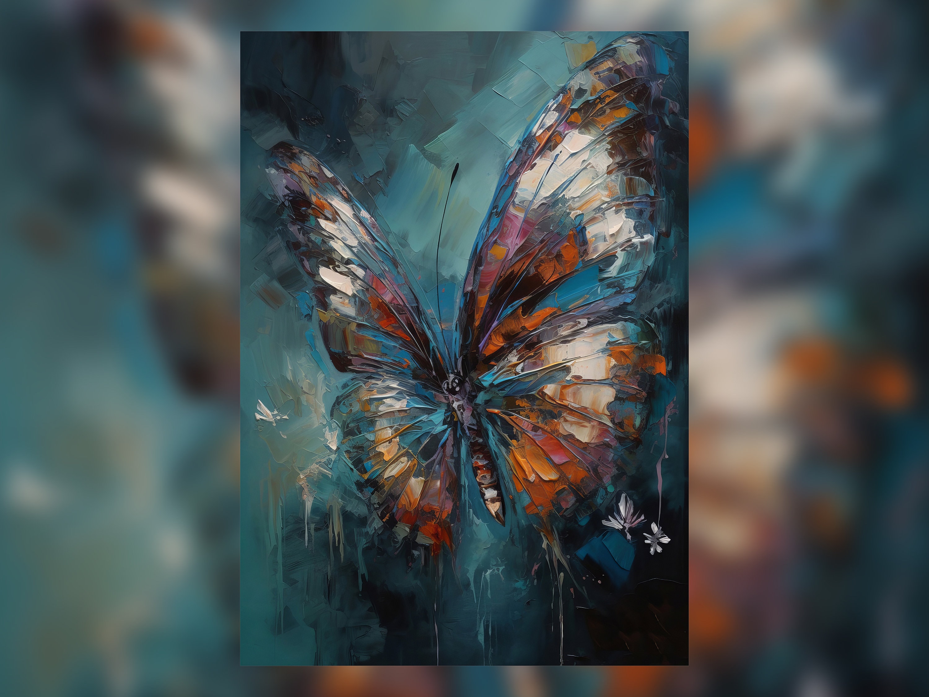 White Butterfly Oil Painting