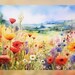 Poppies and Wild Flowers Watercolor Painting Print, Meadow Flowers Art ...