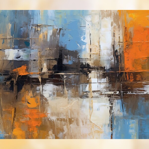 Blue Orange Abstract - Etsy