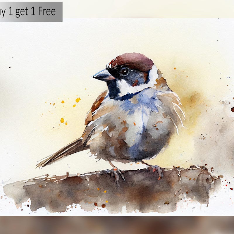 Sparrow Painting - Etsy