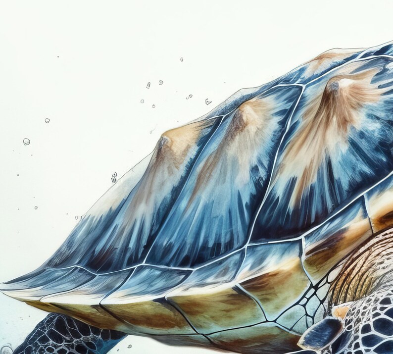 Turtle Swimming Underwater Oil Painting Print Ocean Themed - Etsy