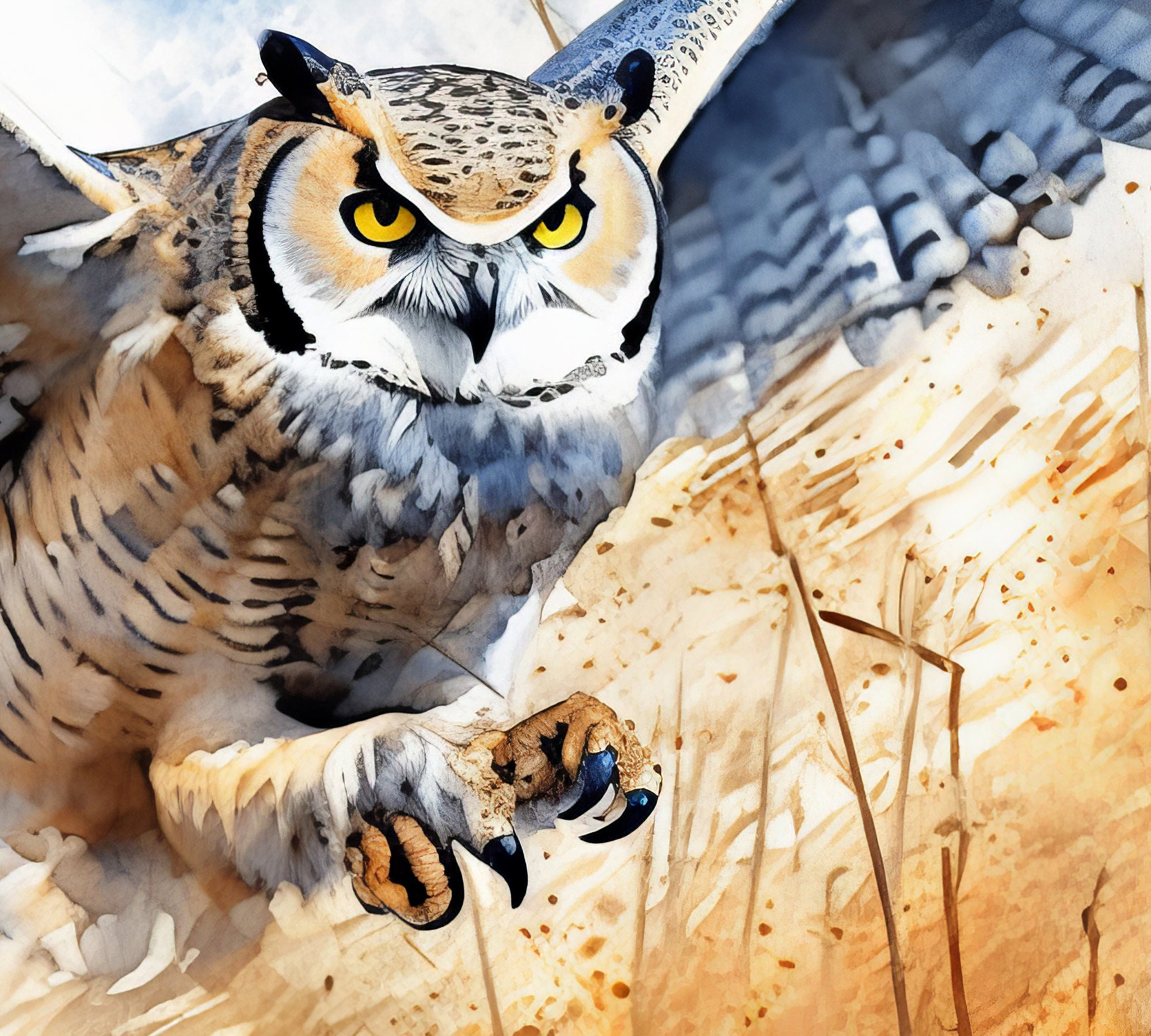 Owl Print, Watercolor Owl, Wildlife Decor, Fine Paper Print, Owl ...