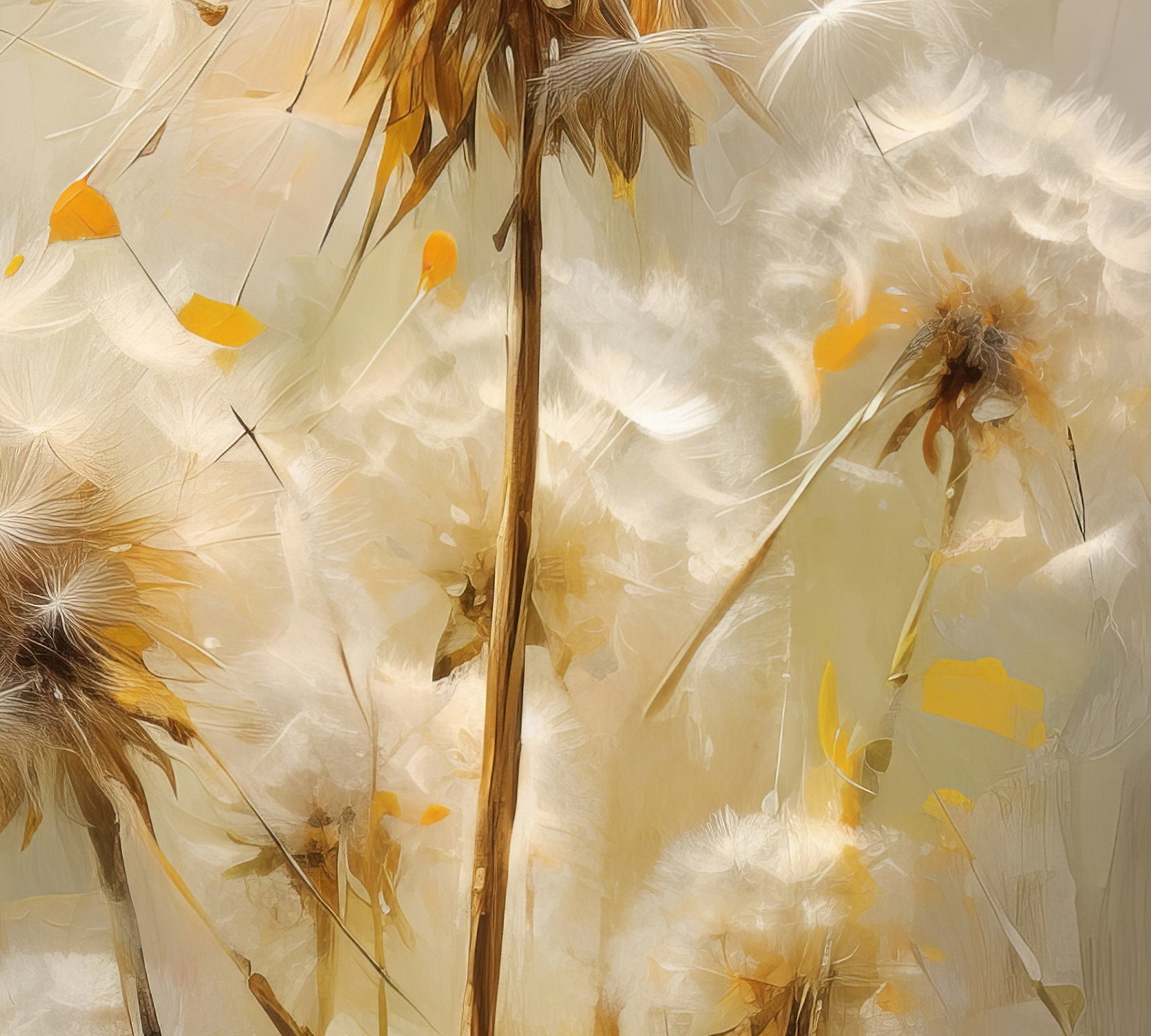 Dandelion Oil Painting Print: Golden Bloom, Nature's Wish-maker Art ...