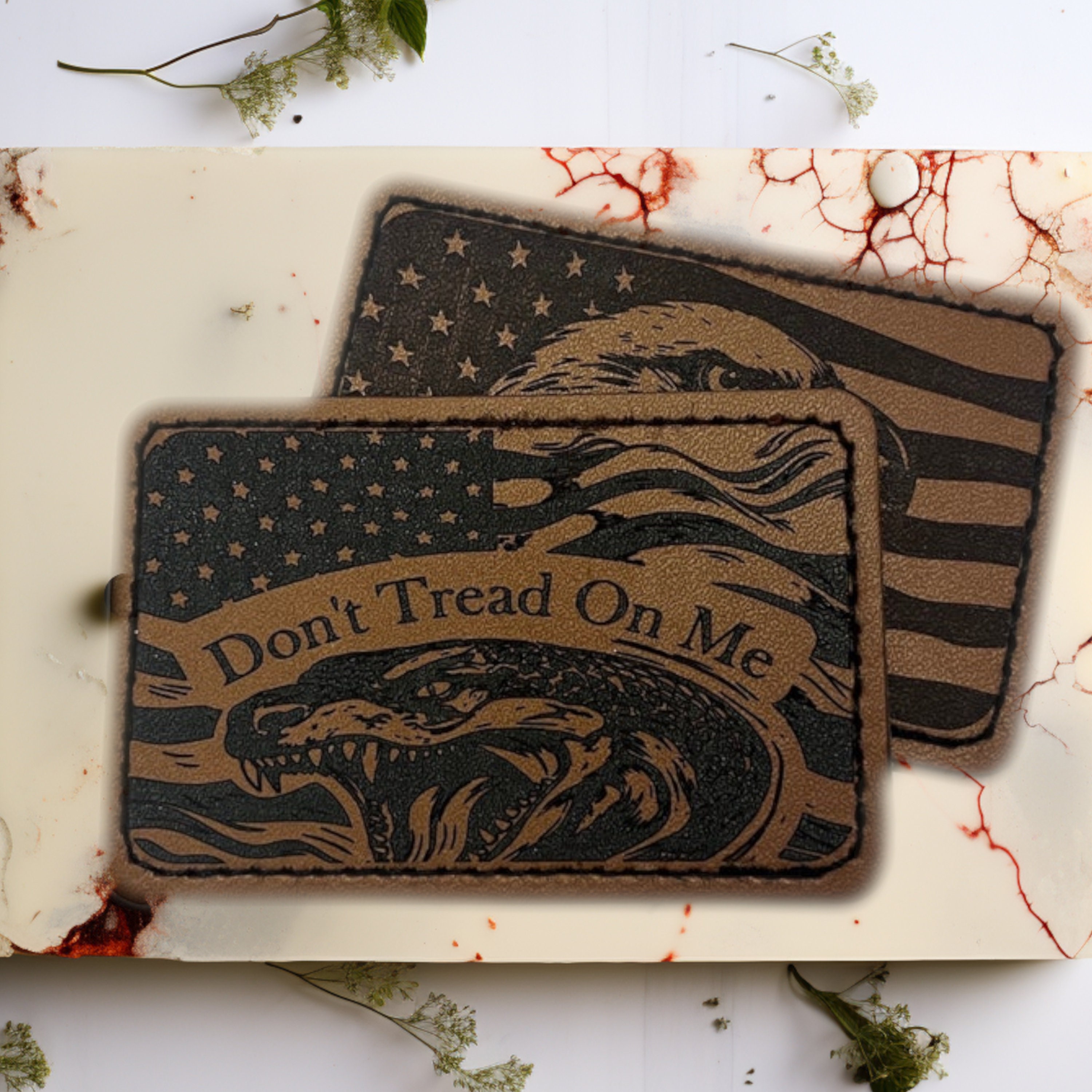 Don't Tread on Me American Flag Leather Patch, Patriotic Hat Patch ...