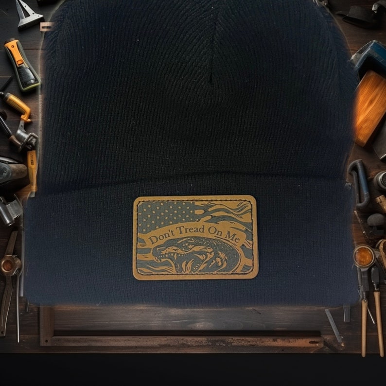 Don't Tread on Me American Flag Leather Patch, Patriotic Hat Patch ...