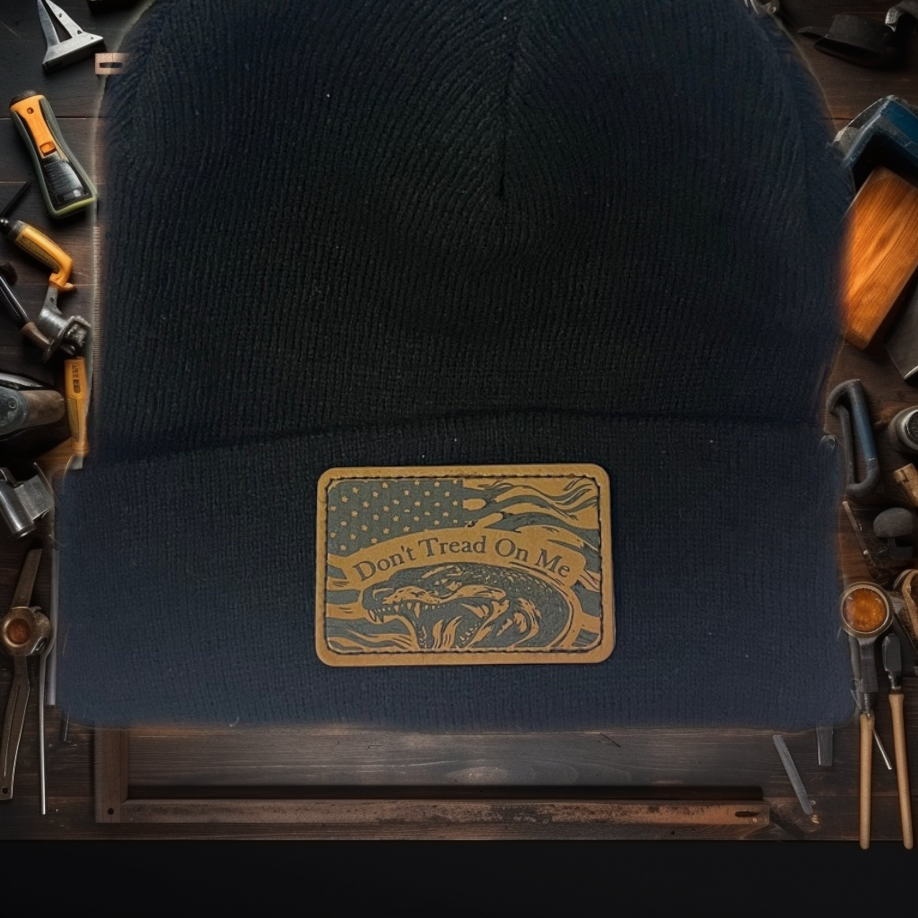 Don't Tread on Me American Flag Leather Patch, Patriotic Hat Patch ...