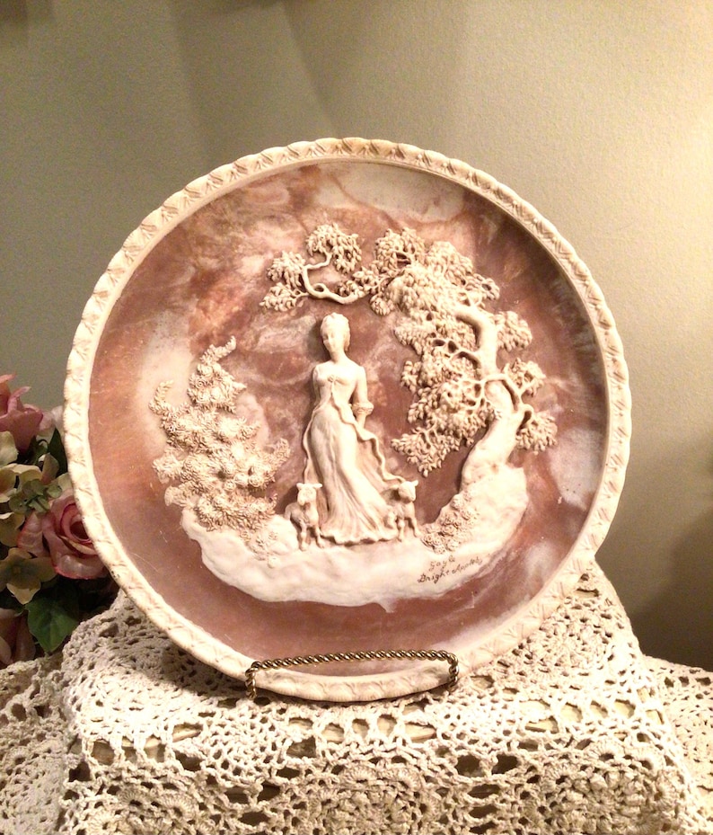 Incolay Stone Plate: "she Walks in Beauty" - Vintage Home Decor - Etsy