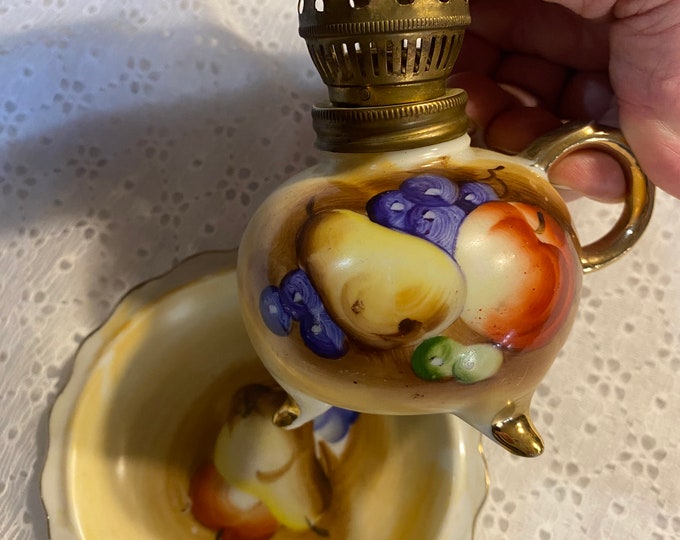 ENESCO OIL LAMP / Vintage/porcelain Tri Footed 4” Hand Painted - Etsy